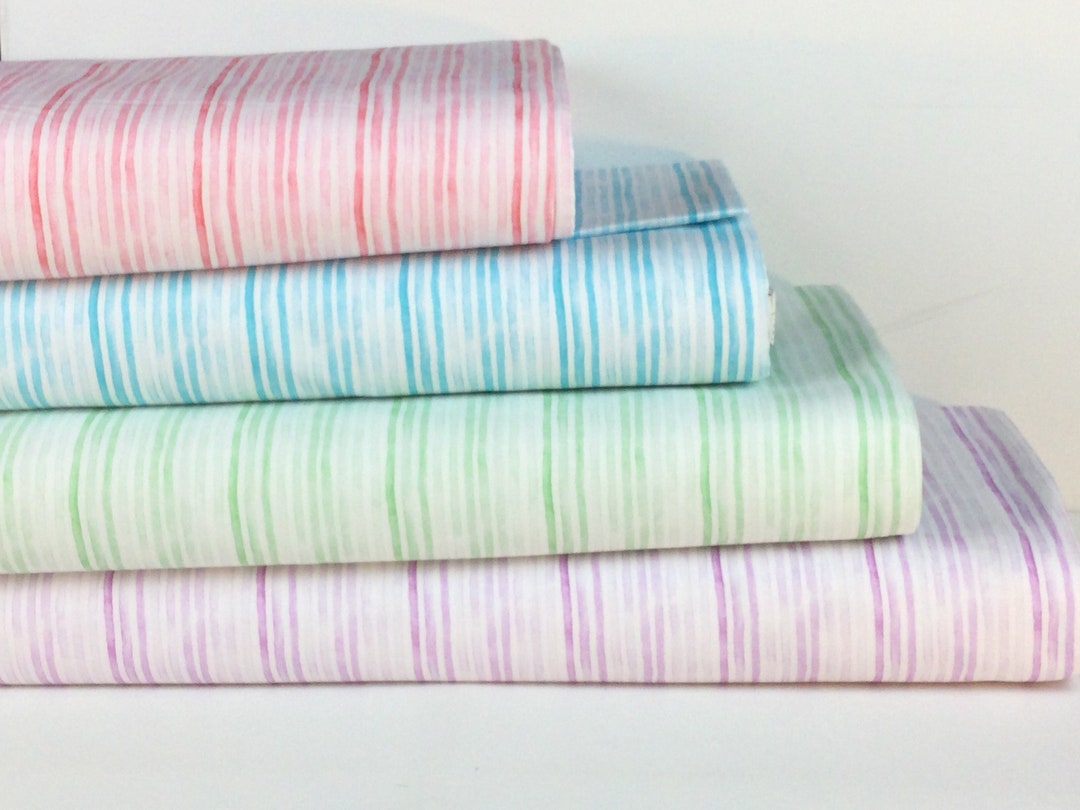 By the Yard watercolor Stripe Rose/ Lilac/ Morning Flower/ Apple ...