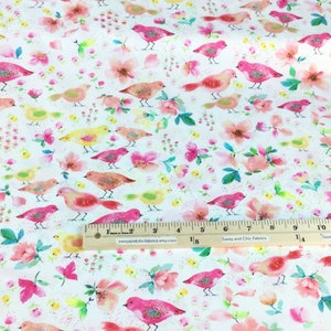 Watercolor Spring Song Birds White Fabric ~ Spring Song Collection From ...