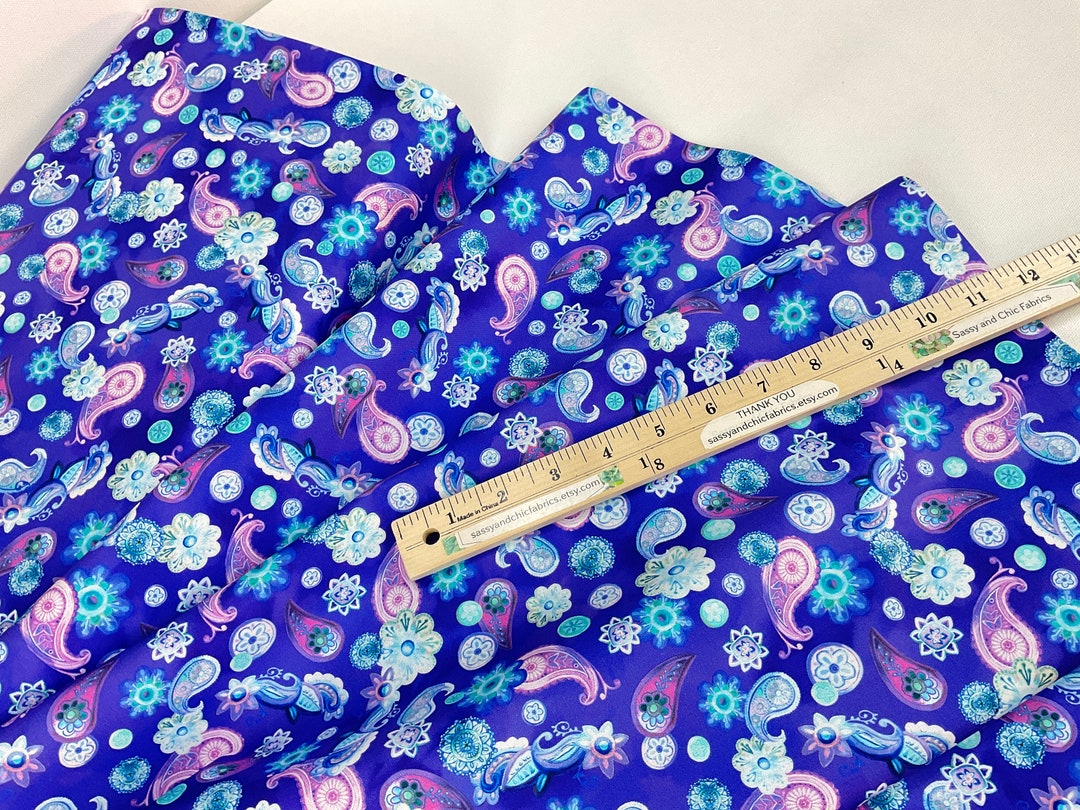 Paisley Blue Color 100% Cotton Fabric ~ Night Owls Collection by Laura ...