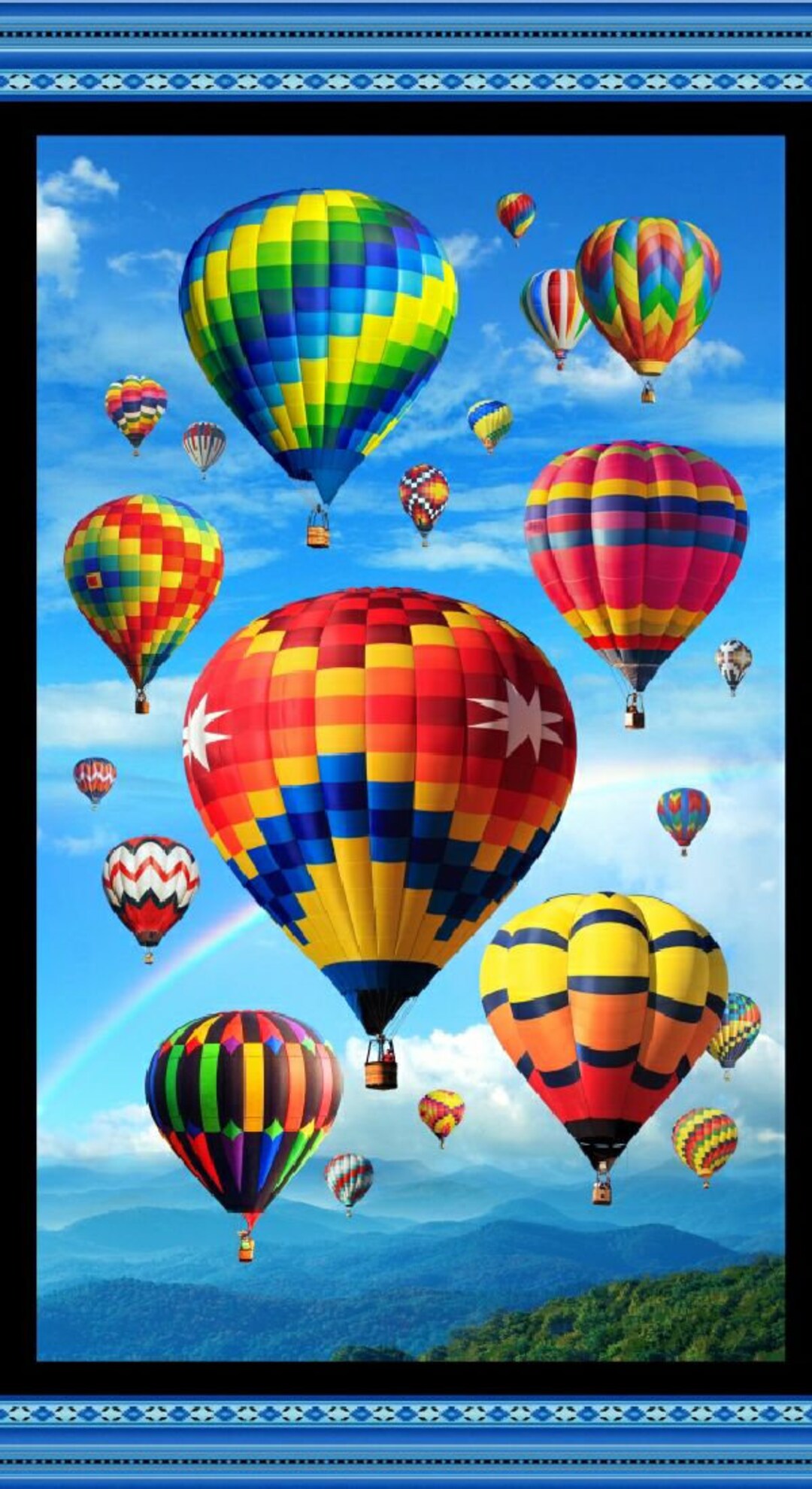 23.5" Panel Large Hot Air Balloons Fabric ~ up in the Air Collection ...