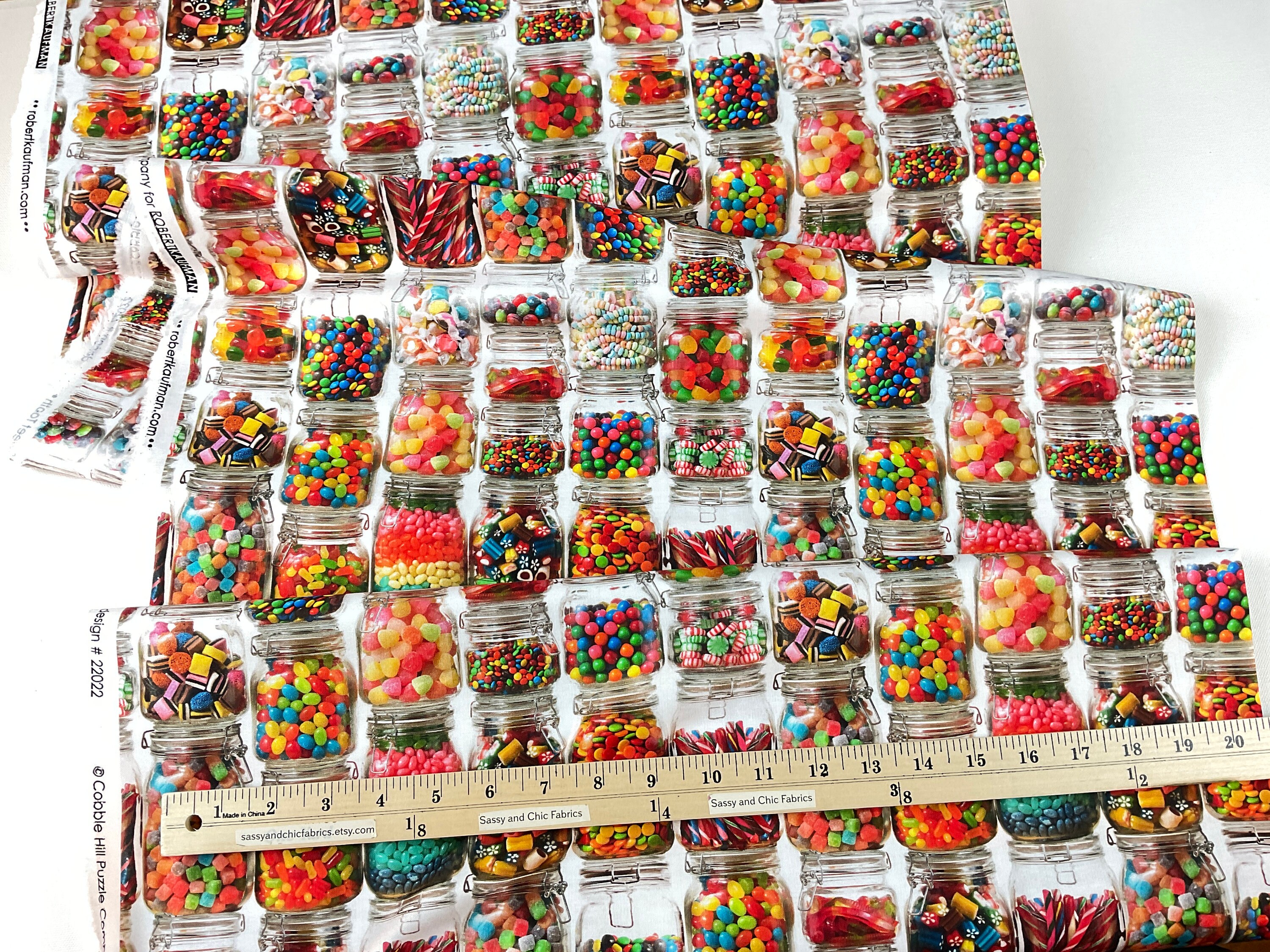 Colorful Candy Jars 100% Quilting Cotton Fabric in Sweet Color ~ Sweet ...