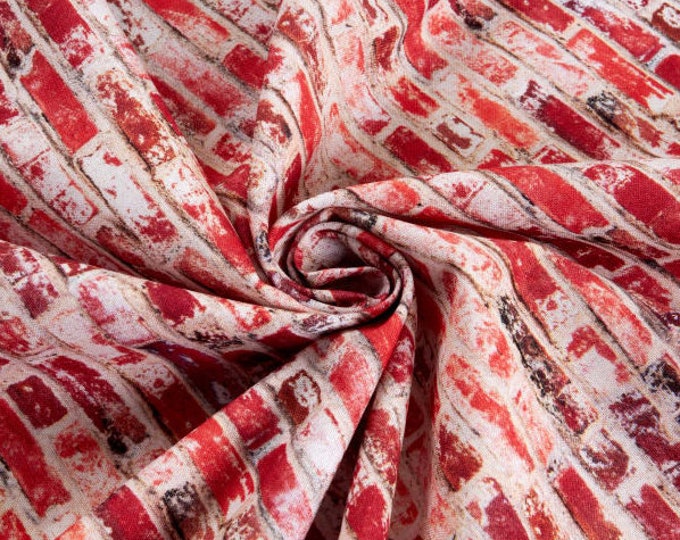 Red Brick Wall Fabric ~ Imaginings Collection for Robert Kaufman ...