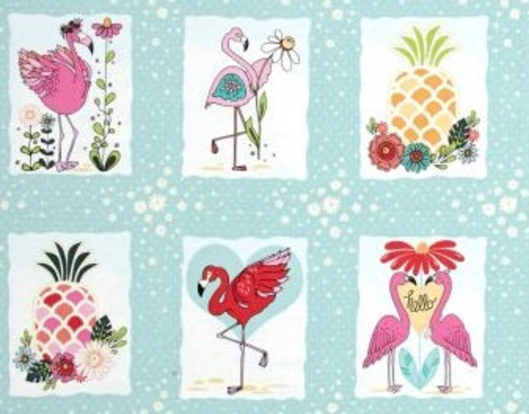 By the 17.5" Panel ~ Let's Flamingle Panel Fabric ~ Flamingo Fever ...