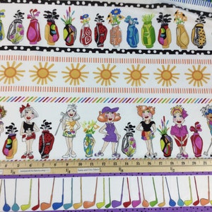 Golf Borders Stripe Sky Blue Fabric Golf Happy Collection by Loralie ...