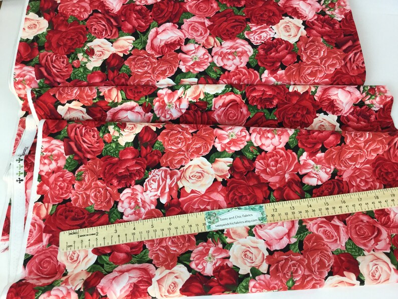 Rose Garden Packed Roses Rose Fabric Timeless Treasures | Etsy