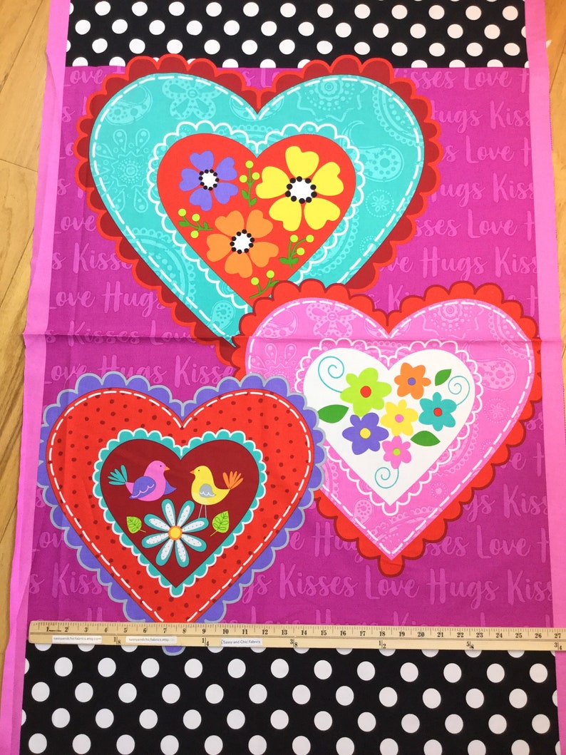 Heart Panel 30wide by 44 Tall Fabric Love is | Etsy