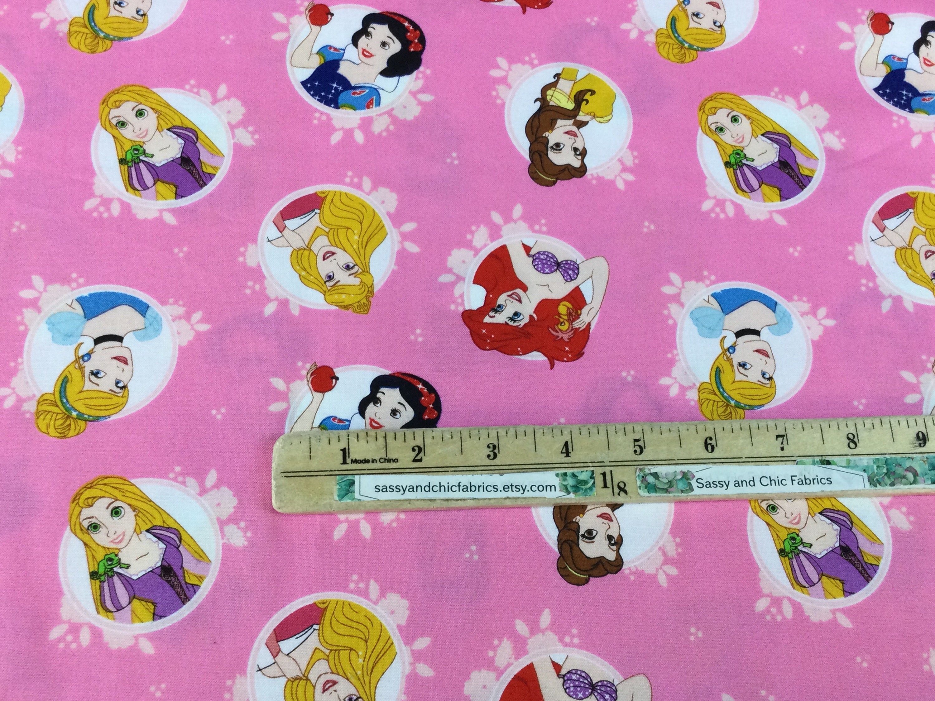 Disney Princesses in Circles Pink Fabric Forever Princess | Etsy