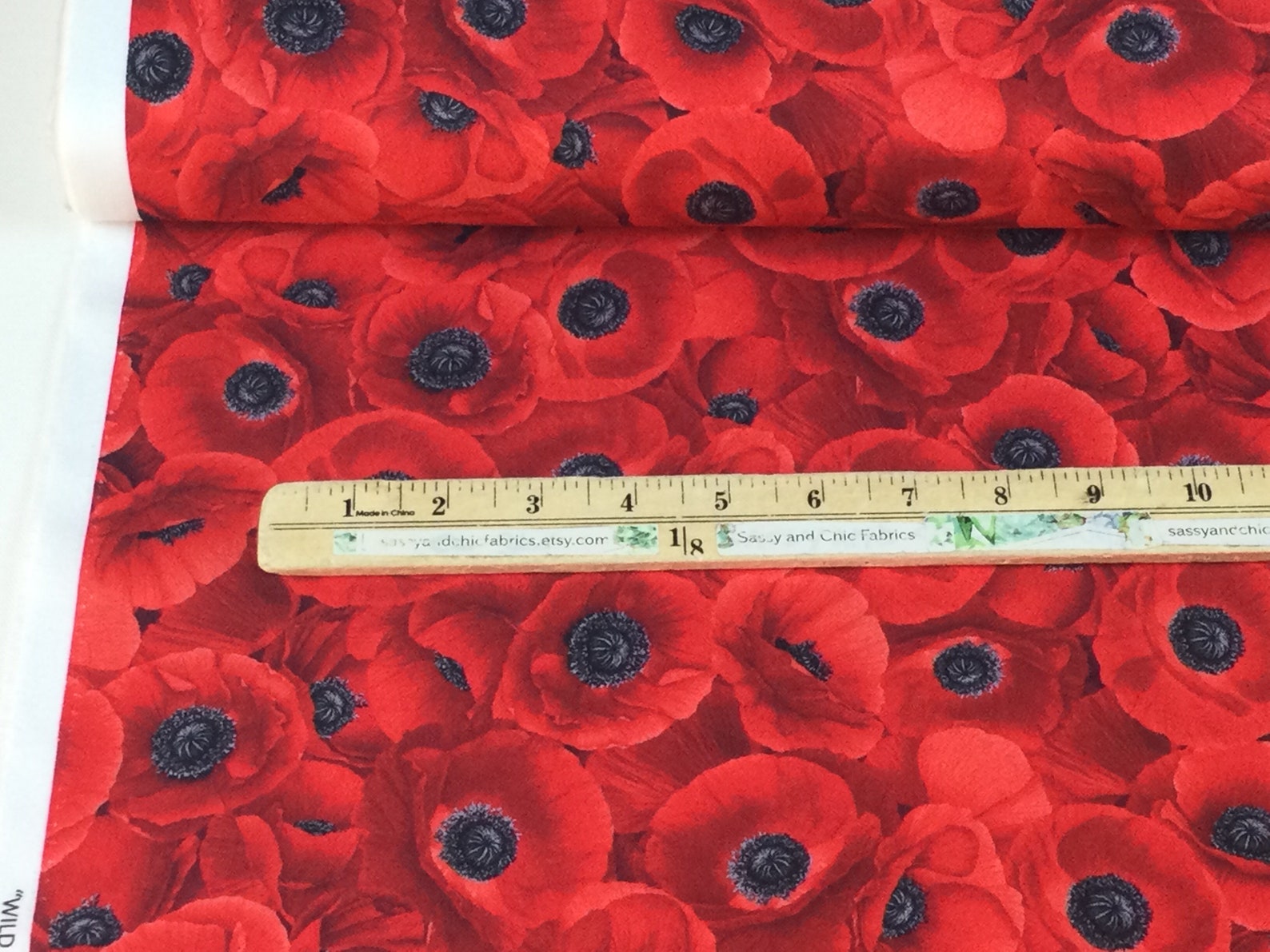 Packed Red Poppies Fabric Wild Poppy Collection by Chong-a | Etsy