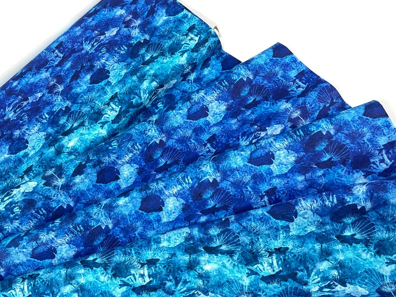 Ocean Scenic Ombre Aqua or Water Fabric ~ Pacifica Collection by Dan ...