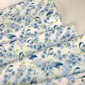 Bluebird Family Blue 100% Cotton Fabric Bluebird Collection by Diane ...