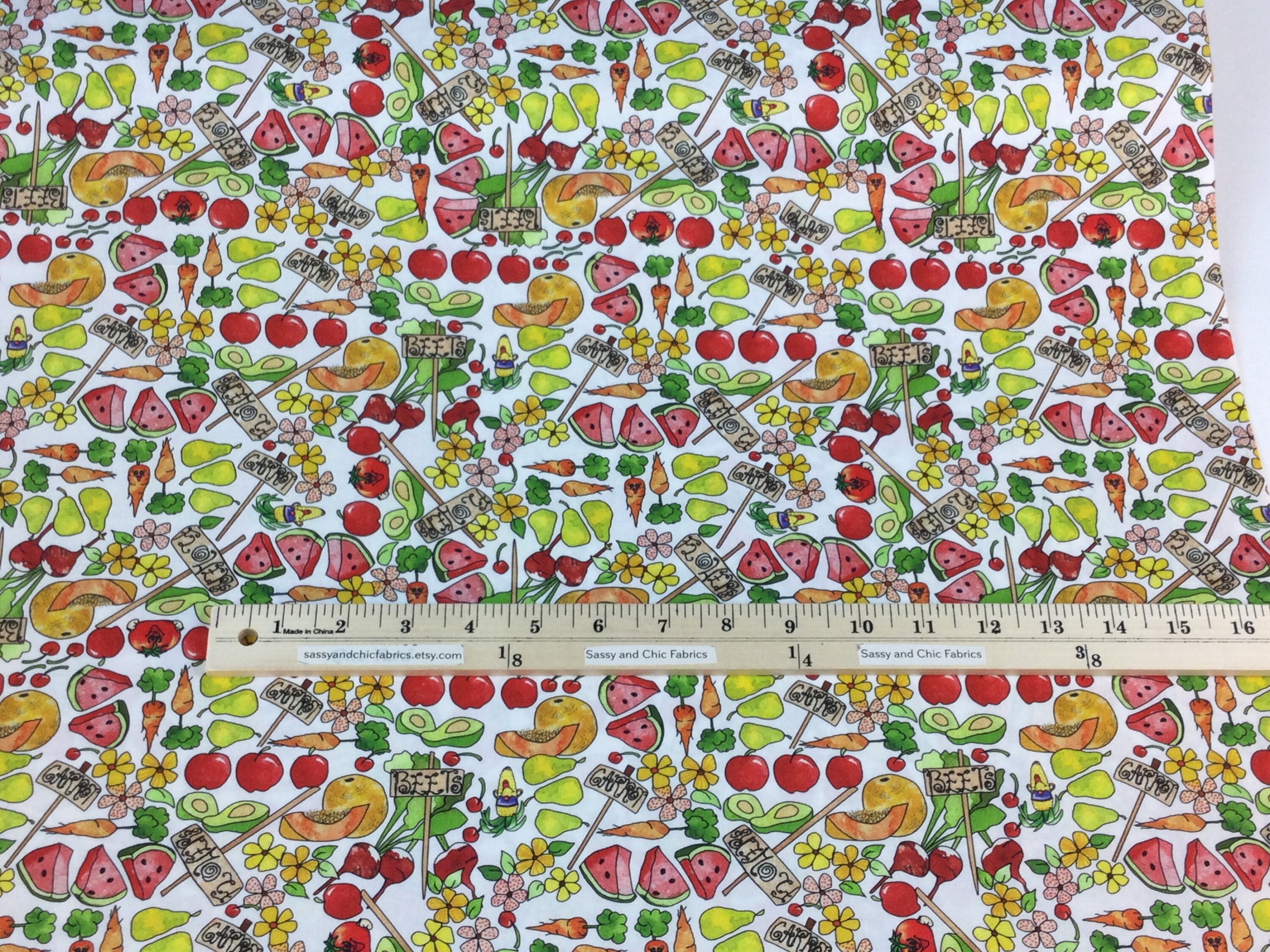 Packed Fruits 2 Colors: Black or White Background, 100% Cotton Fabrics ...