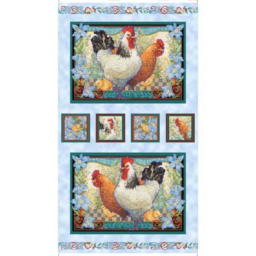 Country Rooster 24" Panel ~ Country Roosters Collection by David ...