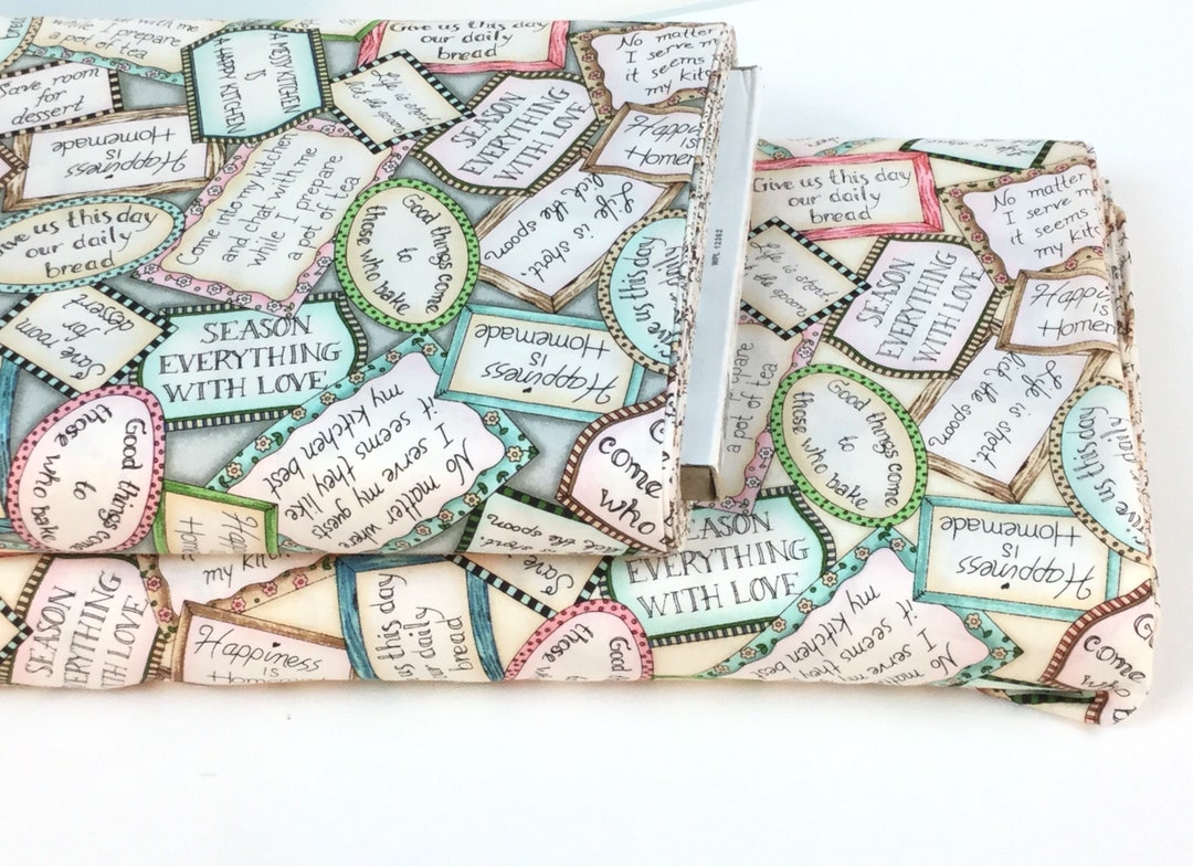 Kitchen Greetings 2 Colors: Cream or Gray Fabrics Happiness is Homemade ...