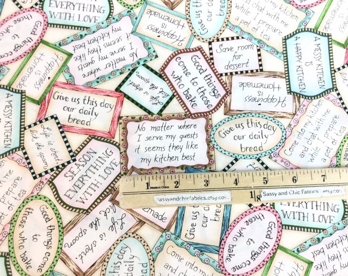 Kitchen Greetings Cream Fabric Happiness is Homemade Collection by Kris ...