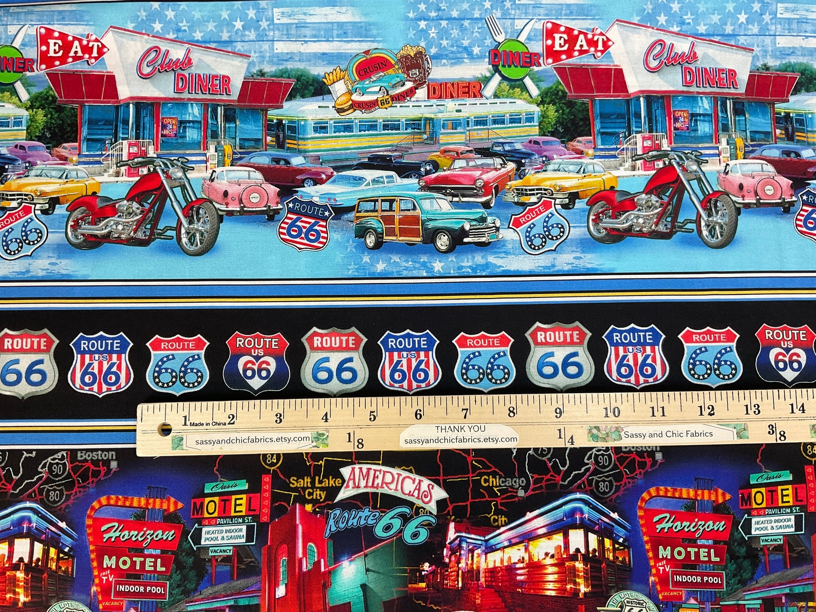 Route 66 Stripe Multi Color, 100% Lightweight Quilting Cotton Fabric ...