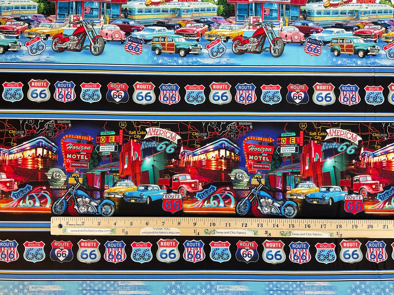Route 66 Stripe Multi Color, 100% Lightweight Quilting Cotton Fabric ...