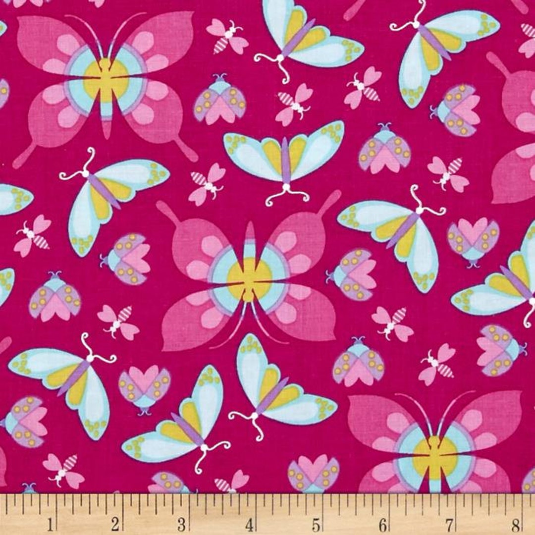 All the Wee Beast Magenta ~ Michael Miller Birds and the Bees Cotton ...