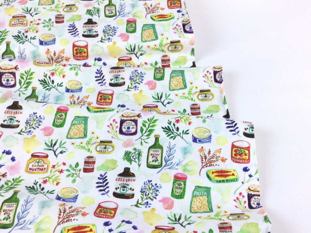 25"by44" Remnant Left ~ Gourmet Food White Fabric ~ Chef's Table ...