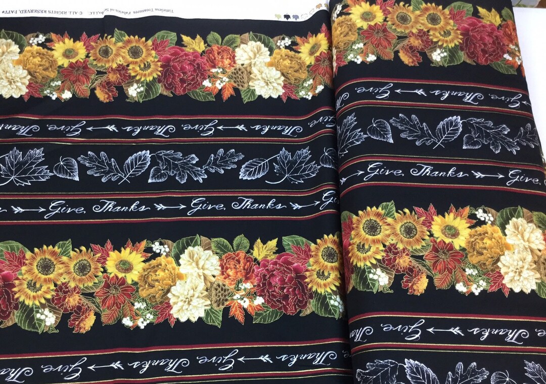 Give Thanks Stripe Black Fabric ~ Thankful Collection for Timeless ...