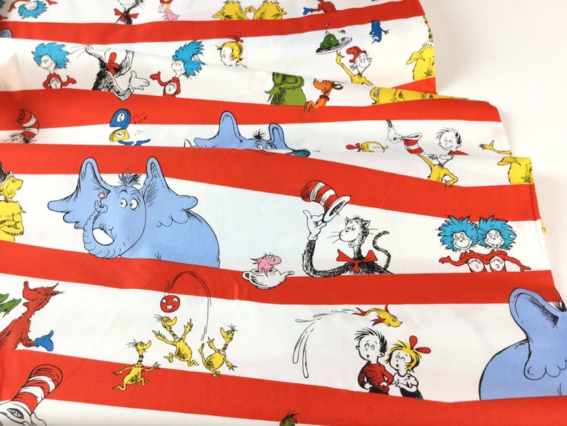 Celebrate Seuss Character Stripe White Fabric Dr Seuss - Etsy