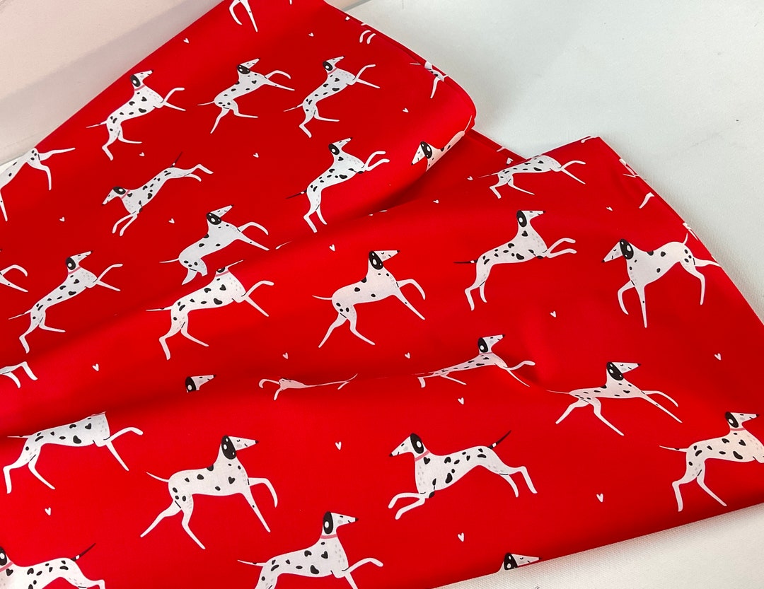 Dalmatian Dogs Red or Blue Fabric ~ From Whiskers & Tails Collection ...