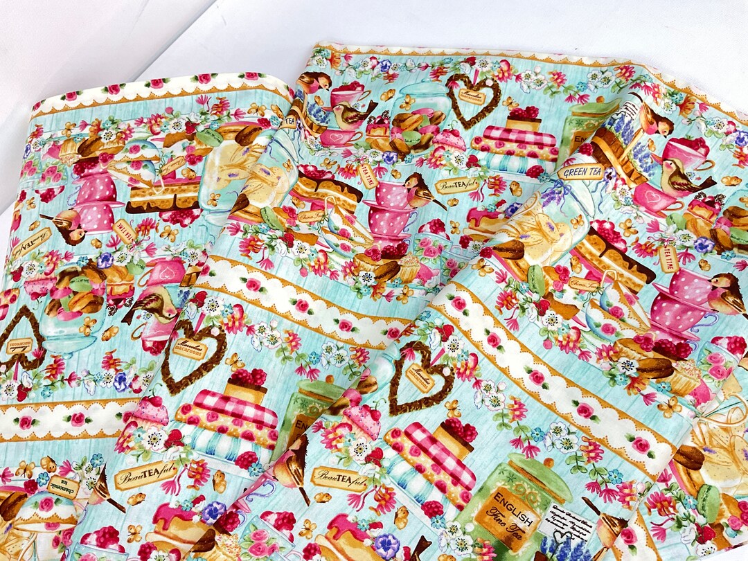 Sweet Treats Border Stripe Mint 100% Cotton Fabric ~ Sweets &treats ...