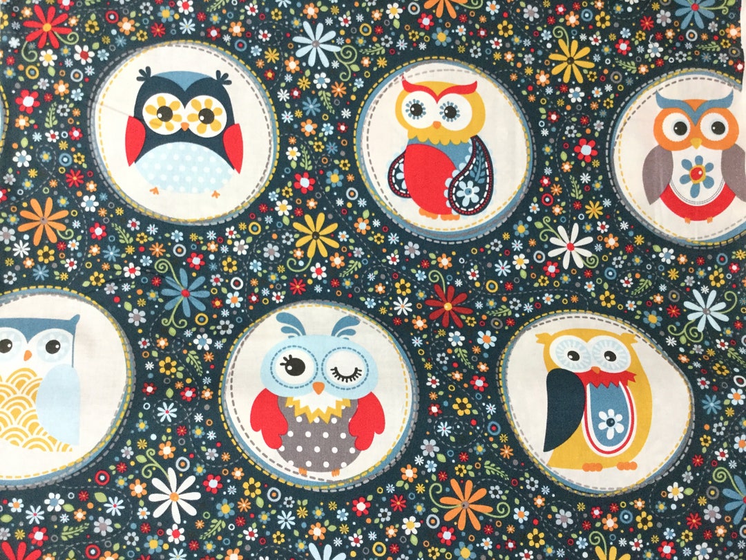 Owl Polka Dot Gray Color Nested Owls Collection for Adornit Fabrics - Etsy