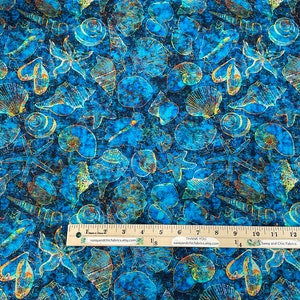 Under the Seashells, 2 Colors: Aqua or Blue, 100% Cotton Lightweight ...