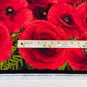 24" Poppy Field Panel 100% Cotton Digital Fabric ~ Sunset Poppies by ...