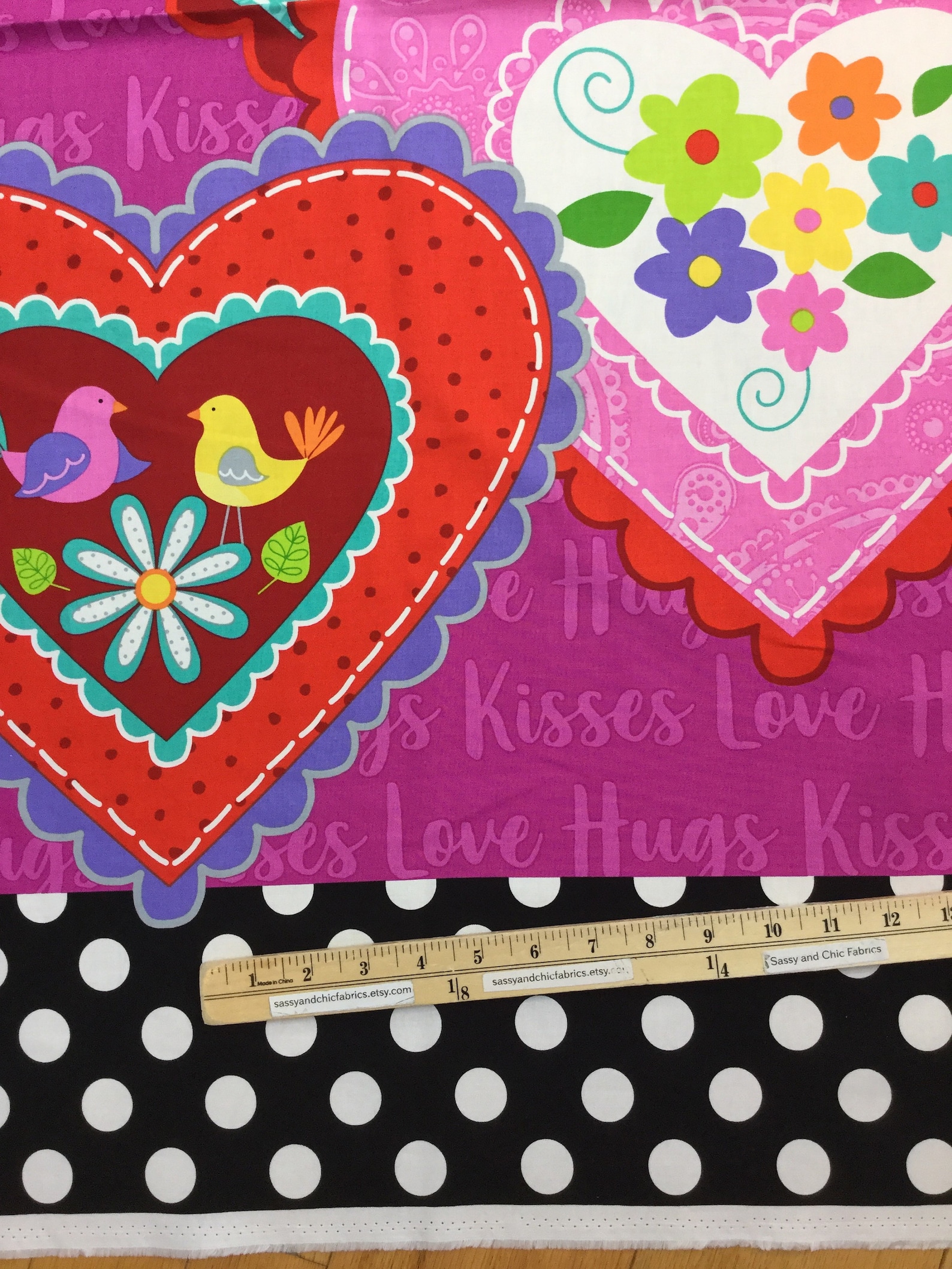 Heart Panel 30wide by 44 Tall Fabric Love is | Etsy