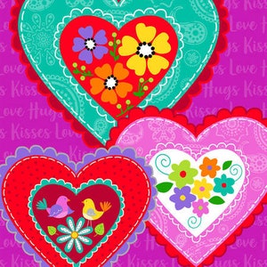 Heart Panel (30”wide by 44" Tall) Fabric ~ Love is Forever Collection ...