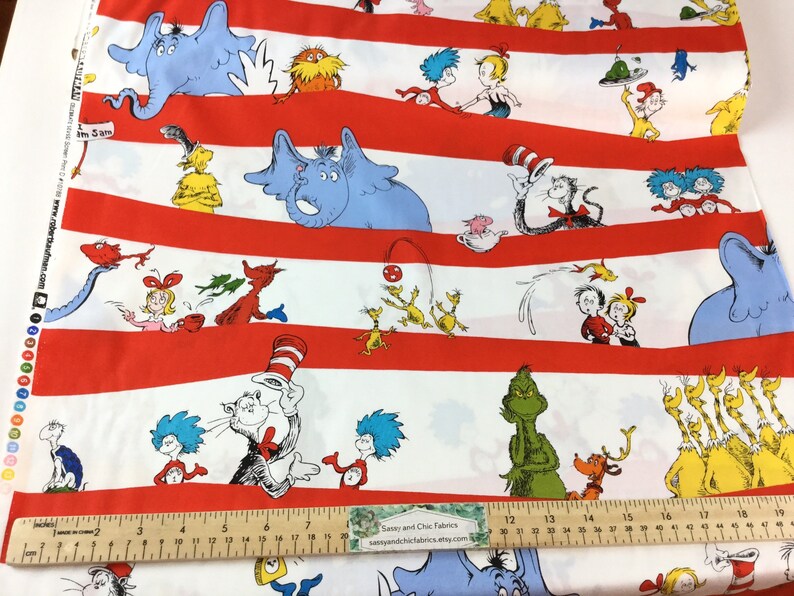 Celebrate Seuss! Character Stripe White Fabric ~ Dr Seuss Collection ...
