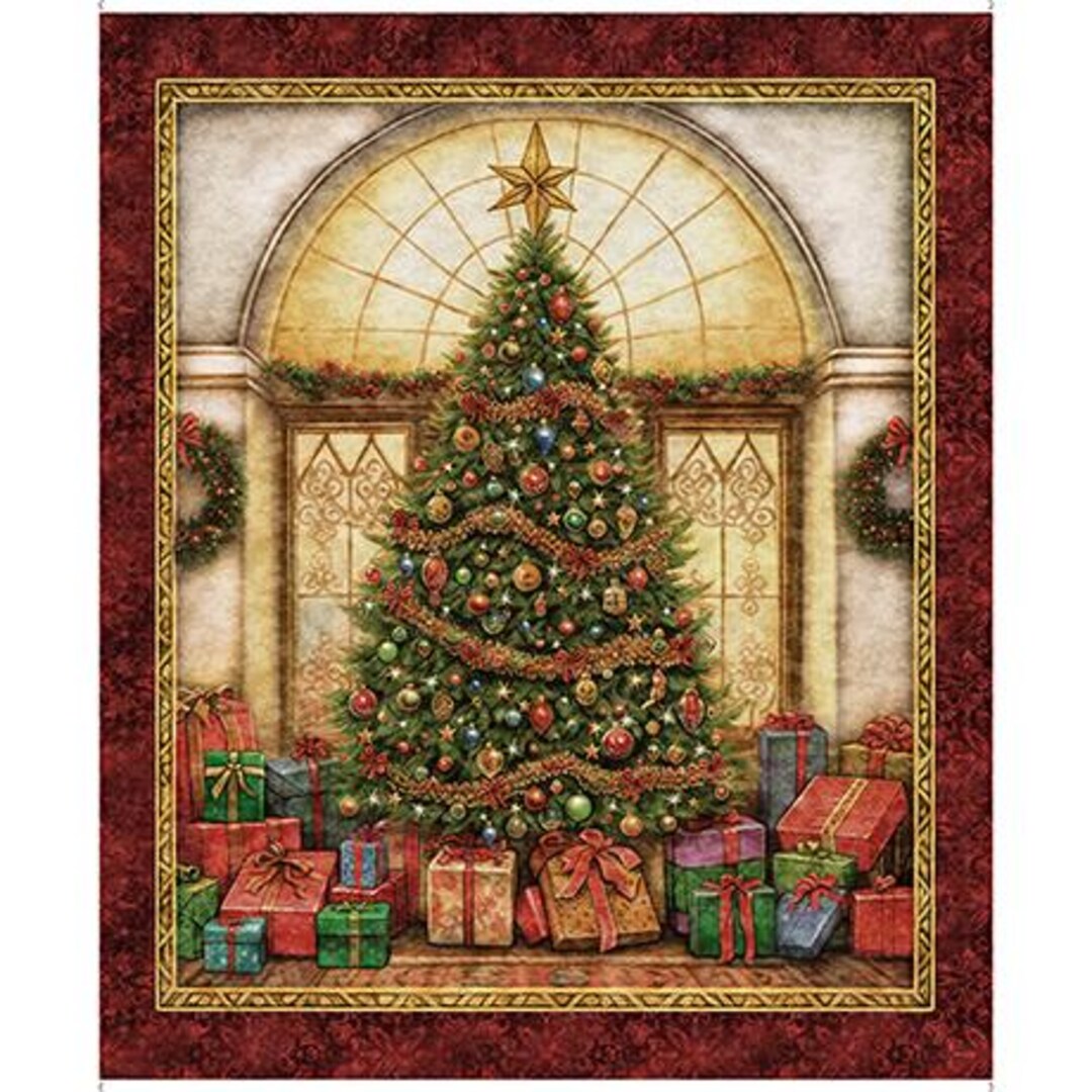 By the Panel SALE ~ Christmas Tree 36” Panel, 100% Cotton Fabric ...