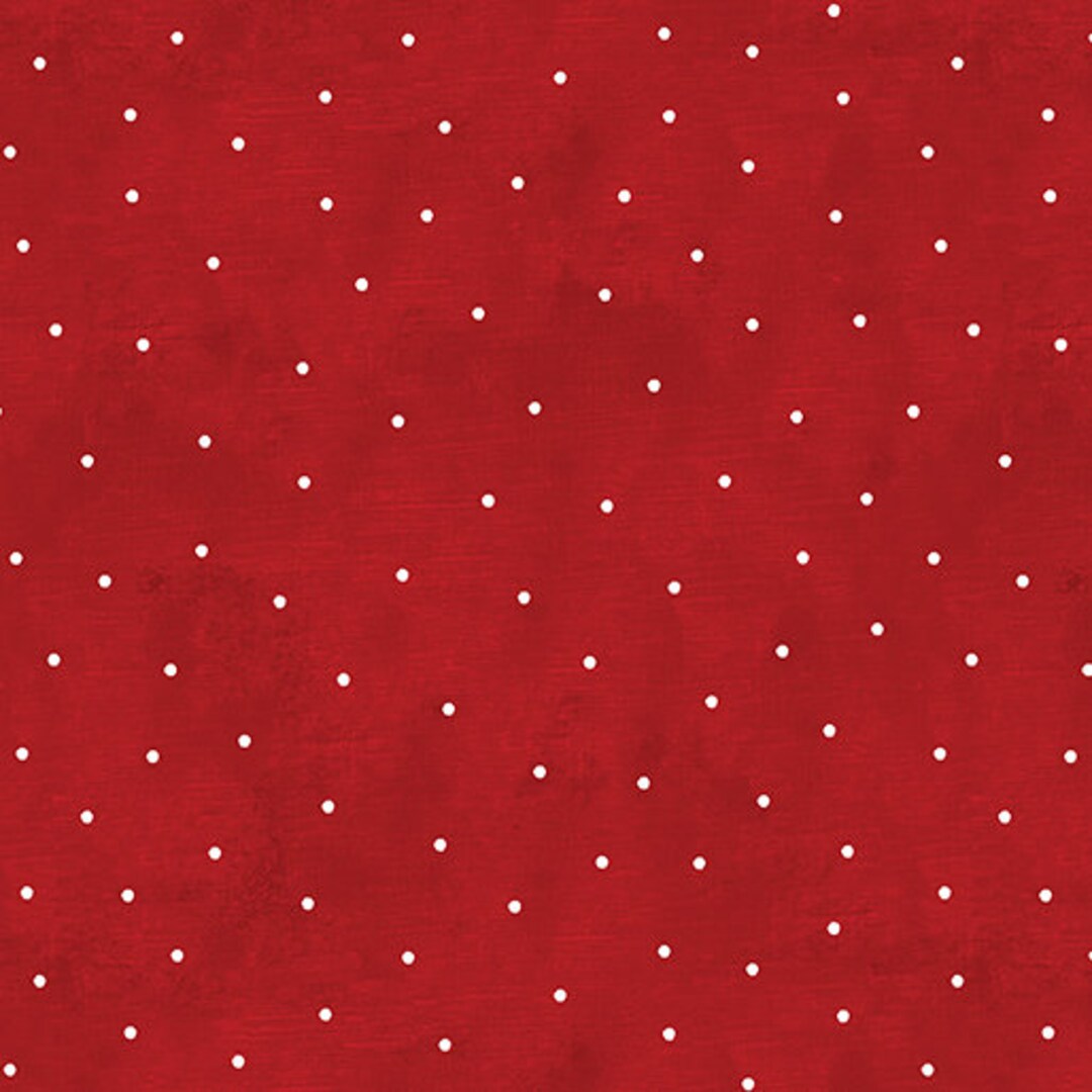 Chalkdot, Soft Pearl White Dots on Dark Red Background, 1005 Cotton ...