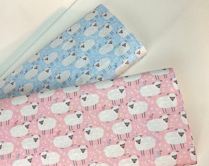 Sheep Blue or Pink Fabric ~ Baby Buddies Collection From Benartex ...
