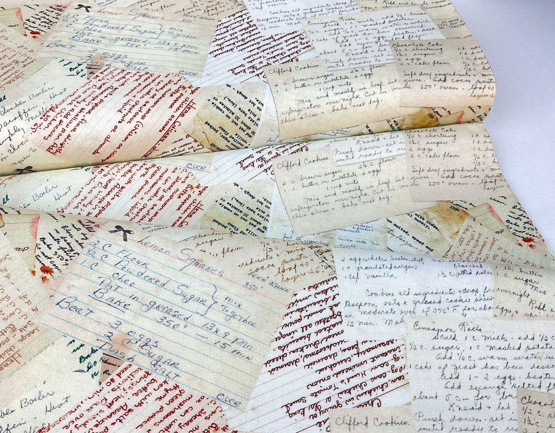 Handwritten Recipes Natural Fabric ~ Cherry Pie Collection by Gail ...