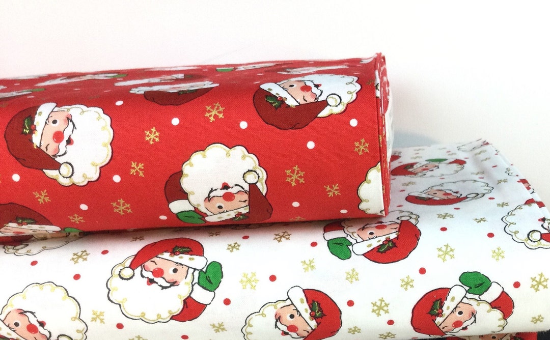 Winking Santas White or Red Fabrics ~ Vintage Holidays Collection for ...