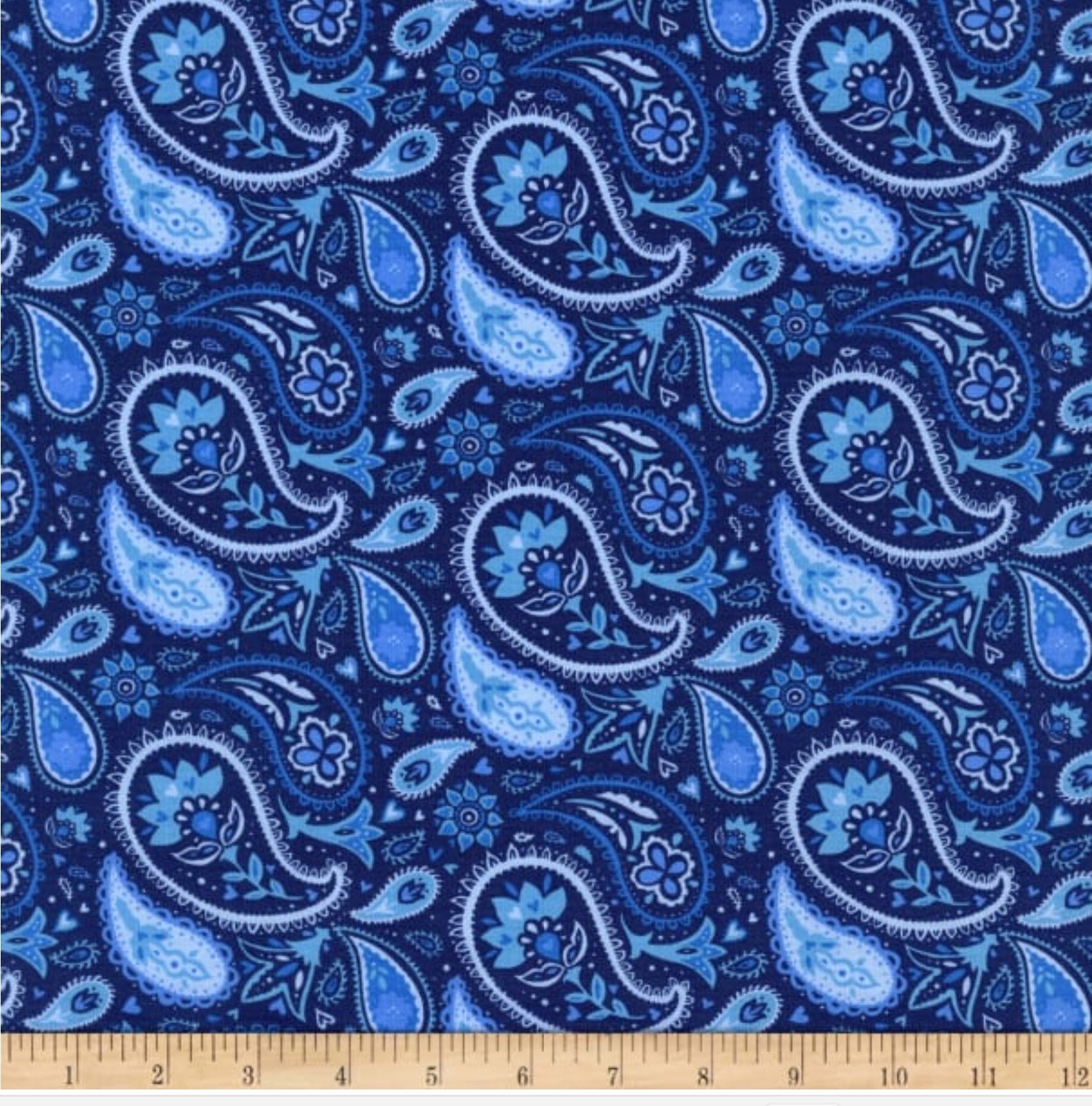 Paisley Navy Fabric Blue Dreams Collection by Lucie Crovatto - Etsy