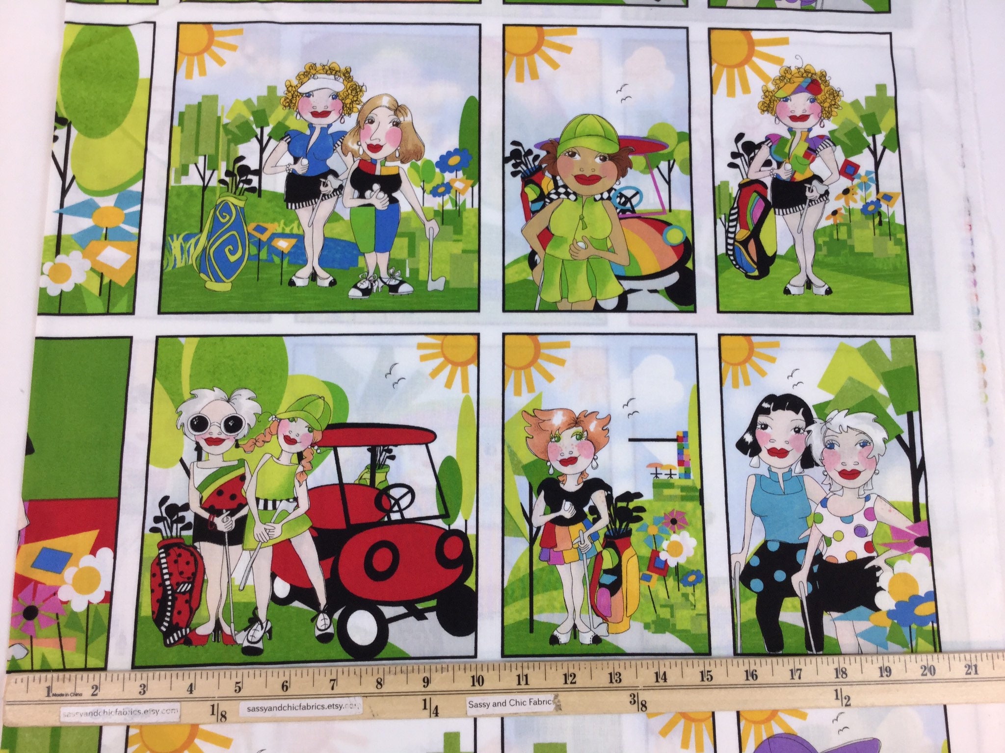 23 Golf Happy Fabric Panel Golf Happy Collection by | Etsy