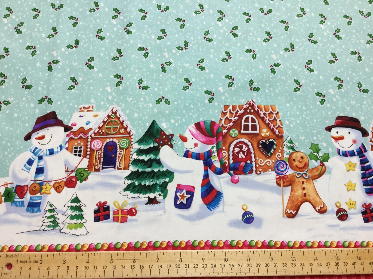 Gingerbread Houses and Snowmen Single Border Happy Holidays | Etsy