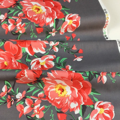 Bed of Roses Cabbage Rose Border Pearl Fabric Michael Miller - Etsy