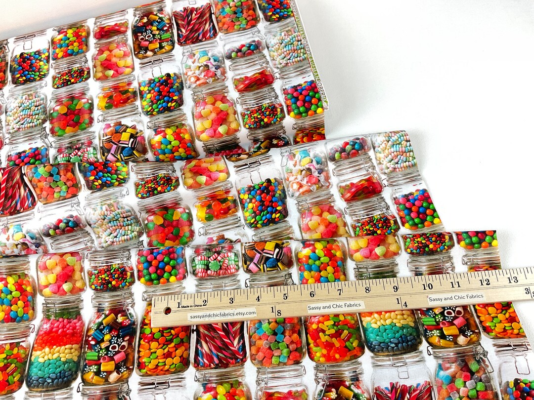 Colorful Candy Jars 100% Quilting Cotton Fabric in Sweet Color ~ Sweet ...
