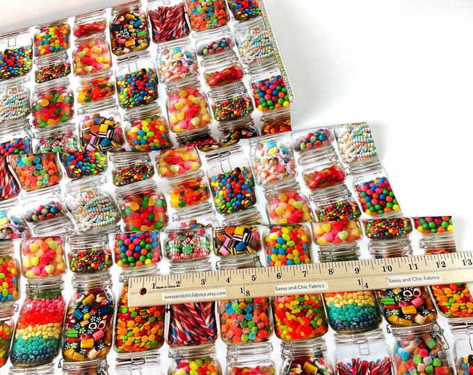 Colorful Candy Jars 100% Quilting Cotton Fabric in Sweet Color Sweet ...