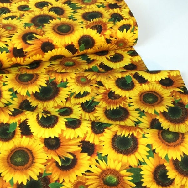 Sunflower Cotton Fabric - Etsy