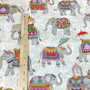 Royal Elephants Gray or Pink Fabrics ~ Elephant Cavalcade Collection ...