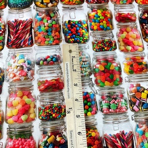 Colorful Candy Jars 100% Quilting Cotton Fabric in Sweet Color ~ Sweet ...