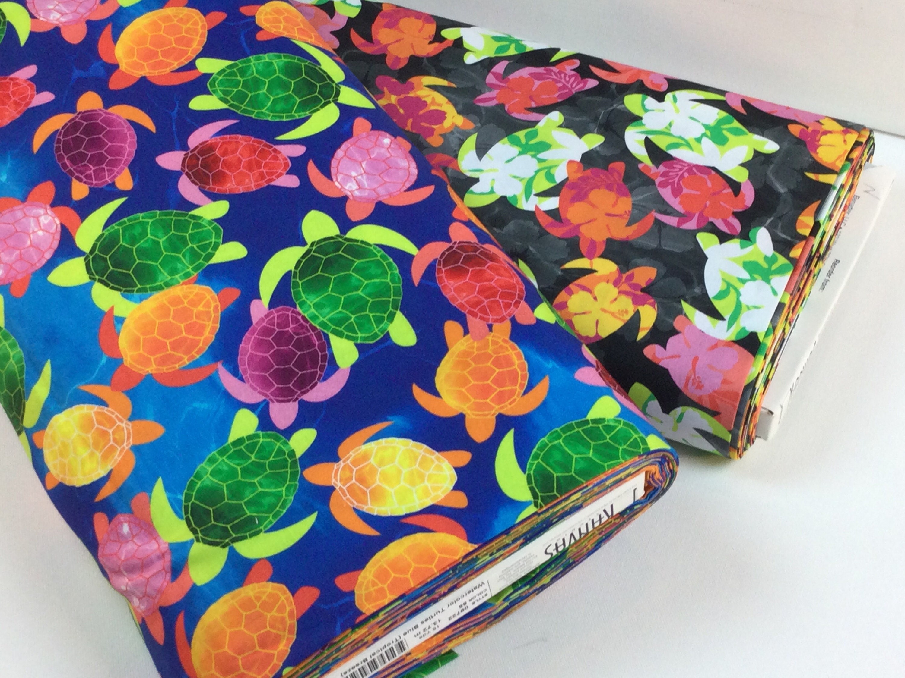 1 Fat Quarter 18by44 Watercolor Turtles Blue - Etsy