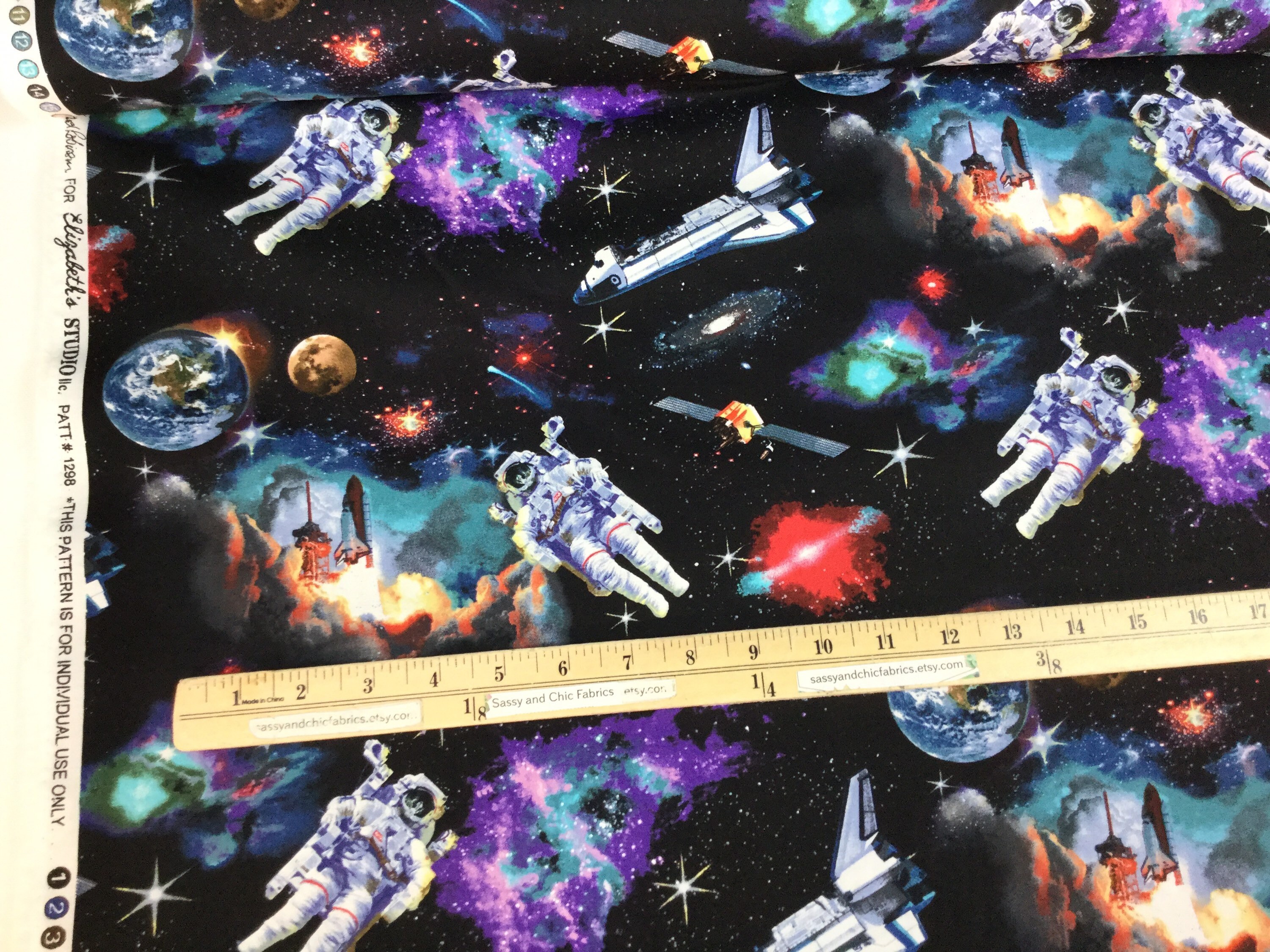 Astronauts Black Fabric in Space Collection Designed by | Etsy