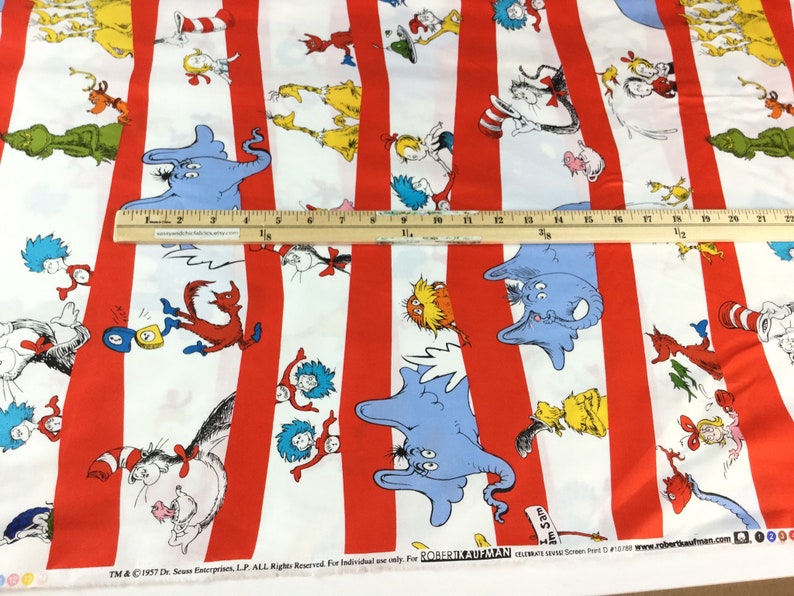 Celebrate Seuss Character Stripe White Fabric Dr Seuss - Etsy