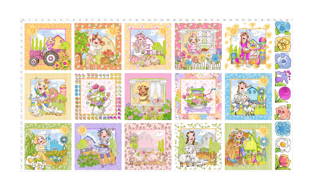 Fun Farm 24"by44" Panel Fabric ~ Fun Farm Collection by Loralie Designs ...